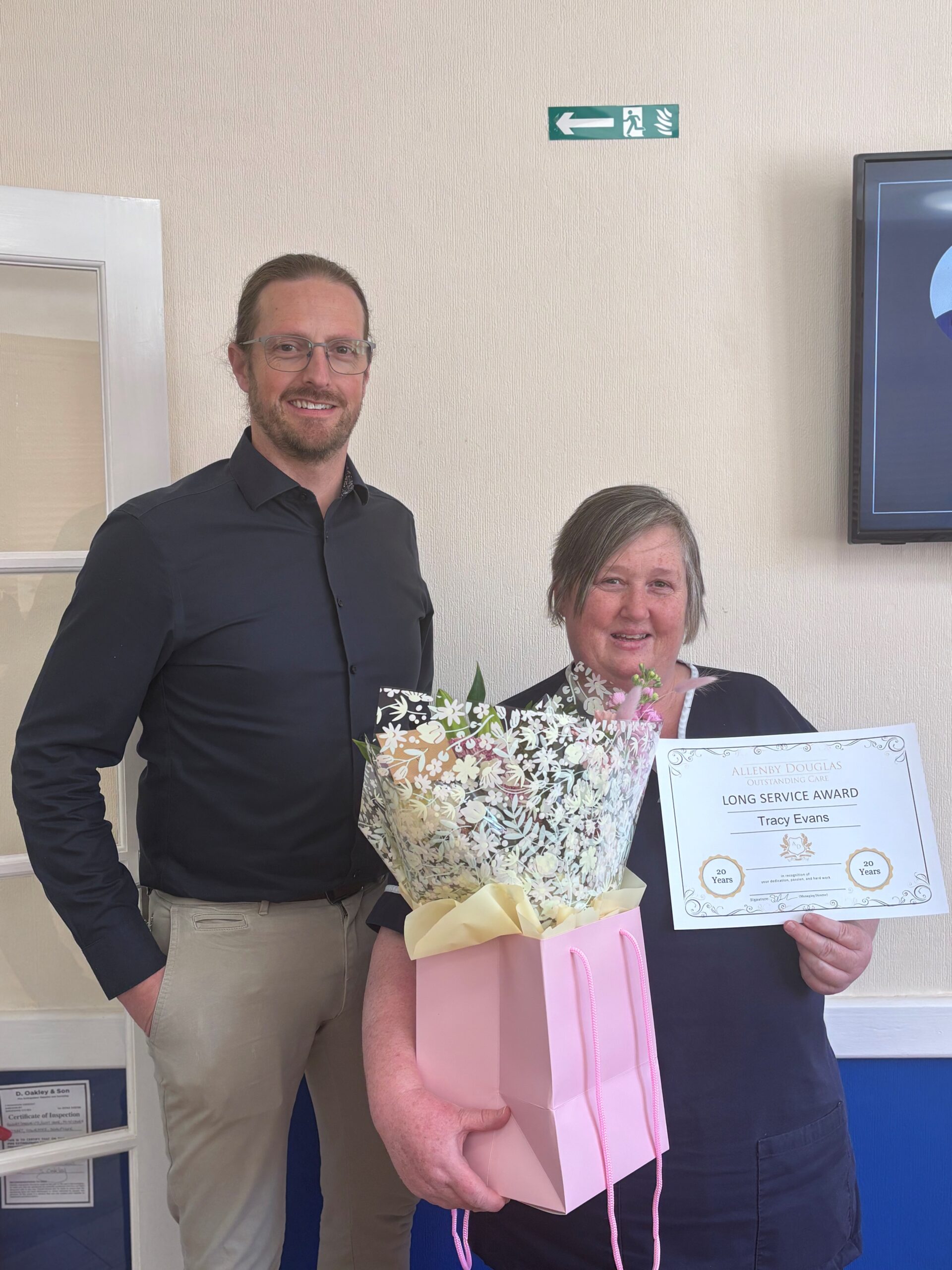 Tracy Evans 20 Years Long Service Award - Allenby Douglas